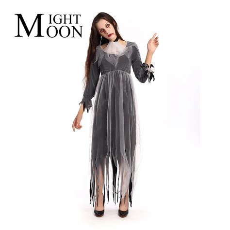 Moonight Women Sexy Halloween Ghost Bride Costume Cosplay Long Sleeves