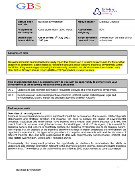 Assignment Brief And Assessment Guide Pdf Business