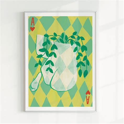 Maximalist Nude Woman Plant Print Modern Handmade Art Eclectic