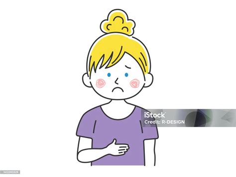 Une Illustration Dune Femme Caucasienne Qui A Mal Au Ventre Et Se Tient