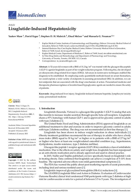 Liver Medicine Health Research Science Biomedicines Mdpi