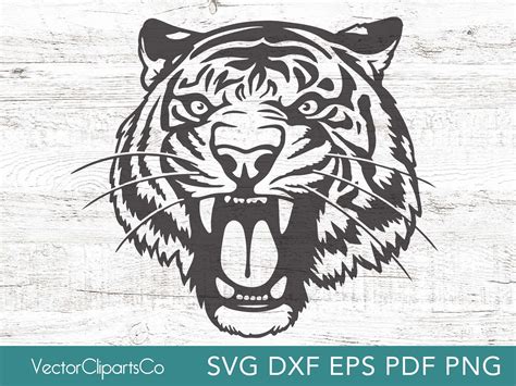 Tiger Svg Roaring Tiger Clipart Tiger Png Vector Cut File Tiger Face Commercial Use Laser