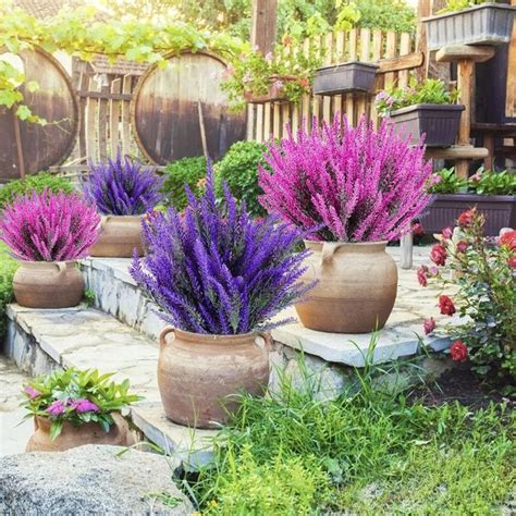 🌸last Day 50 Off Outdoor Artificial Lavender Flowers💐 Purple Pot