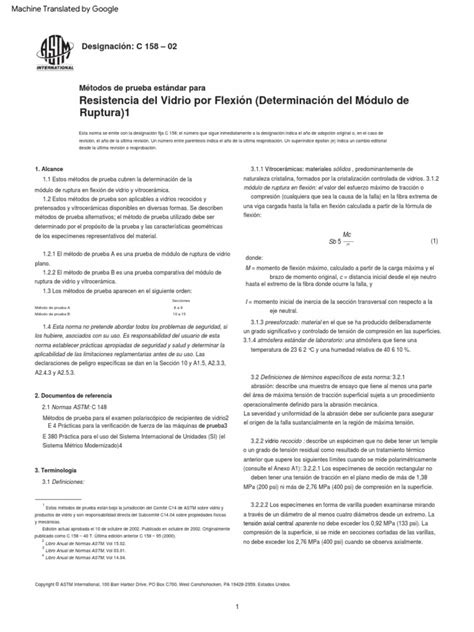 Astm C158 02 Standard Test Method For Strength Of Glass By Flexure 00000002 Flexion