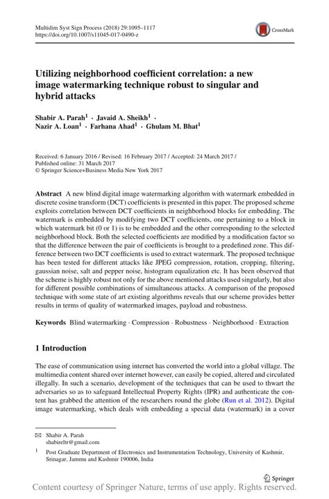Utilizing Neighborhood Coefficient Correlation A New Image Watermarking Technique Robust To