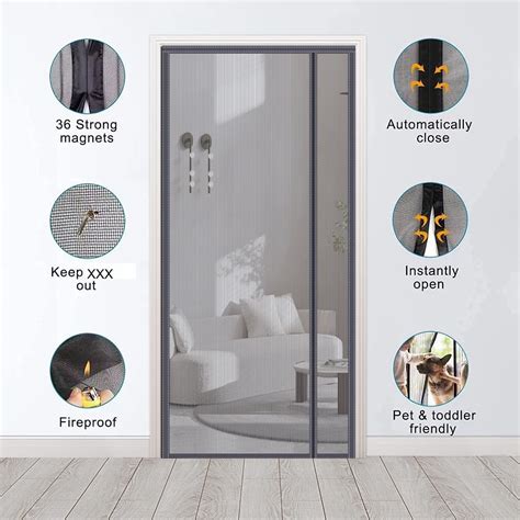 측면 개방 스트라이프 마그네틱 문 스크린 곤충 및 모기 방지 고양이 스크래치 그물 보이지 않는 메쉬 자동 폐쇄 모슬린 방충망 Aliexpress
