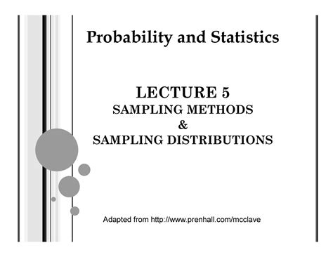 lecture 05 sampling methods and sampling distributions lecture 5