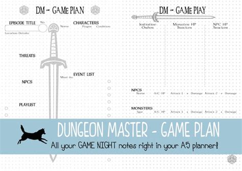 DM Game Plan Dungeon Master Planner Game Night Is ON Etsy Australia