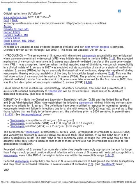 Vancomycin Intermediate And Vancomycin Resistant Staphylococcus Aureus