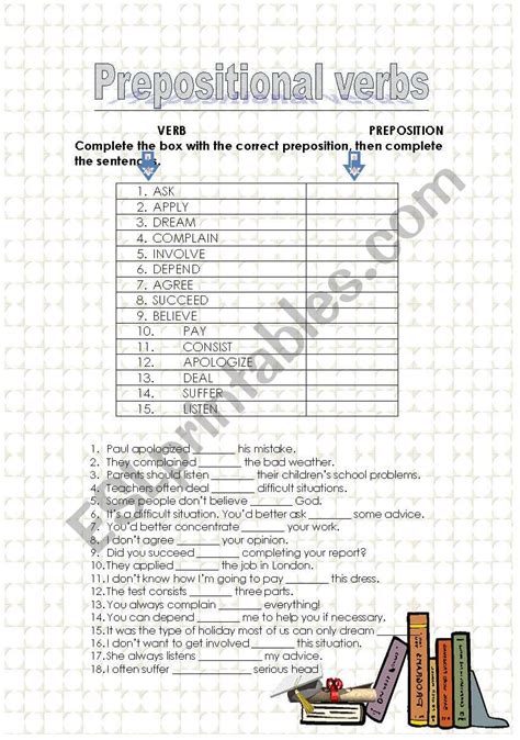 Prepositional Verbs Esl Worksheet By Mandysantos