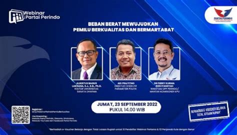 Besok Webinar Partai Perindo Kulik Habis Soal Beban Berat Mewujudkan