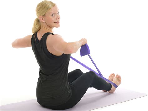 Seated Shoulder Row Exercise Band Ball And Band