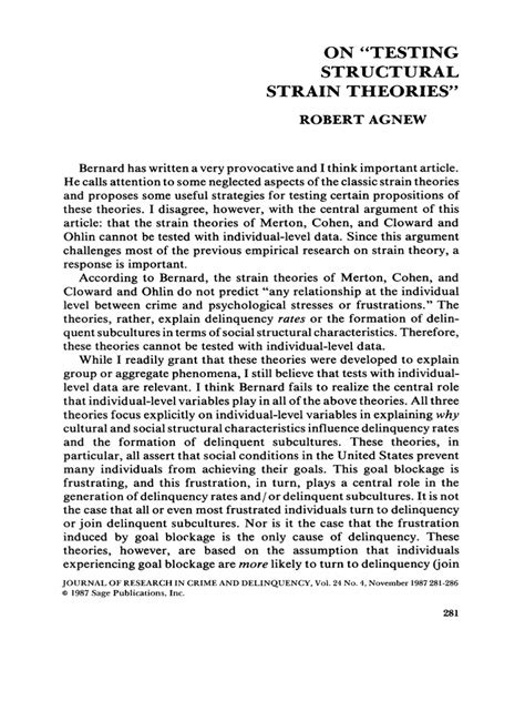 Agnew 1987 On Testing Structural Strain Theories Pdf
