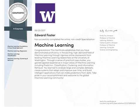 Machine Learning Specialization Edward N Foster Richmond VA