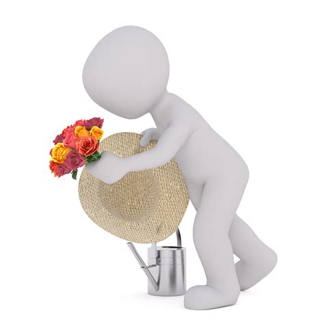 무료 이미지 손 화이트 외딴 모자 장난감 꽃들 생성물 삽화 작은 입상 꽃다발 수컷 만화 백인 남성