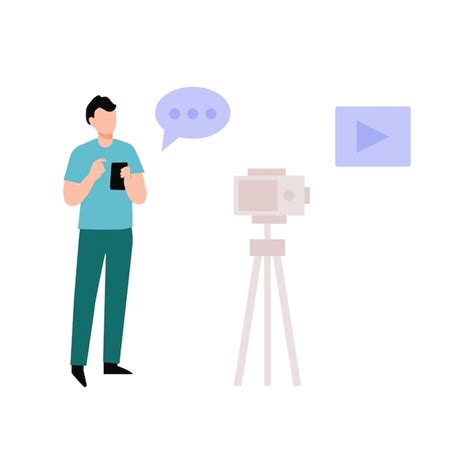 Premium Vector The Guy Is Shooting Vlogs