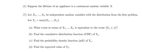 Solved 1 Suppose The Lifetime Of An Appliance Is A