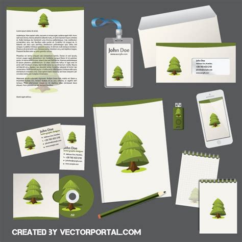 Stationery Set Evergreen Tree Royalty Free Stock Vector Images And Clip Art