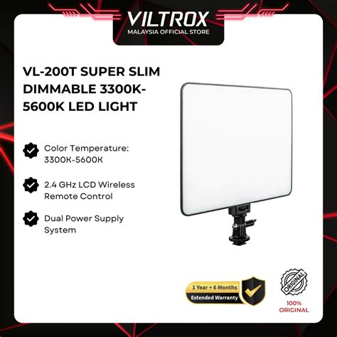 VILTROX VL-200T SUPER SLIM DIMMABLE 3300K-5600K LED LIGHT | Shopee Malaysia
