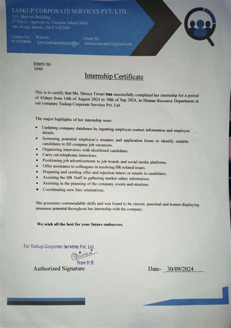 shreya tiwari on linkedin humanresources internshipcompleted professionalgrowth newbeginnings