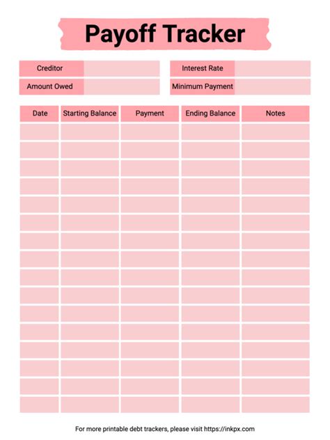 Free Printable Debt Tracker In PDF PNG And Formats InkPx