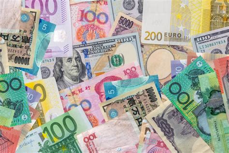 Japanese Yen Us Dollar Chinese Yuan Euro Financial Concept Stock