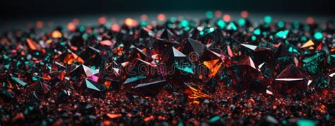 3d Render Abstract Black Crystal Background Faceted Texture Macro