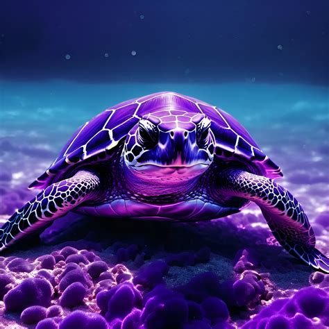 Vivid Purple Sea Turtle Underwater Free Download Ai Scribbles