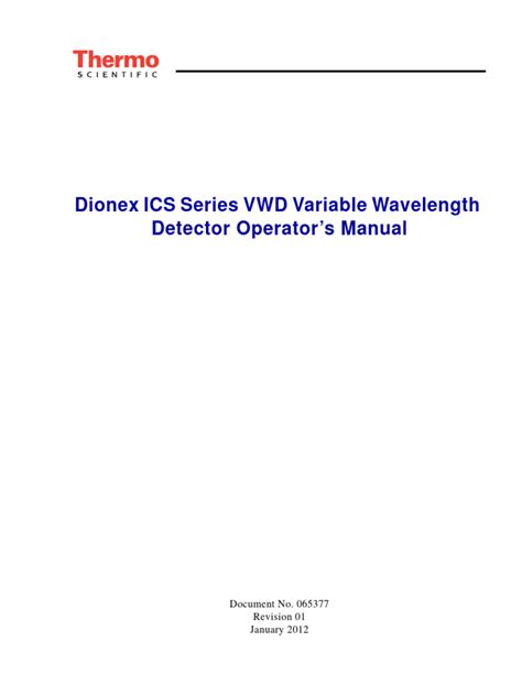 Ics Series Vwd Variable Wavelength Detector Man065377 En Pdf