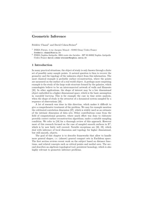 Pdf Geometric Inference