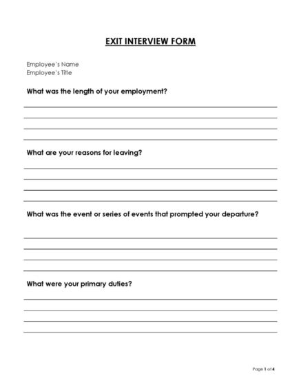 Free Exit Interview Forms Templates Free Exit Interview Forms Templates
