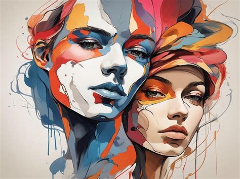 Premium Ai Image Vivid Abstract Faces As An Artistic Representation Of Society