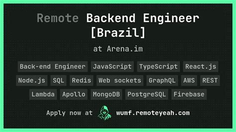 Remote Backend Engineer [brazil] At Arena Im