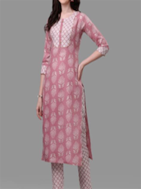 Buy KALINI Women Pink Bandhani Printed Gotta Patti Pure Cotton Kurta With Trousers Kurta Sets