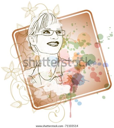 Young Girl Glasses Smile Vector Illustration Stock Vector Royalty Free