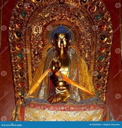 Buddhist Temple Statue Of Buddha Yonghe Temple Beijing China Stock