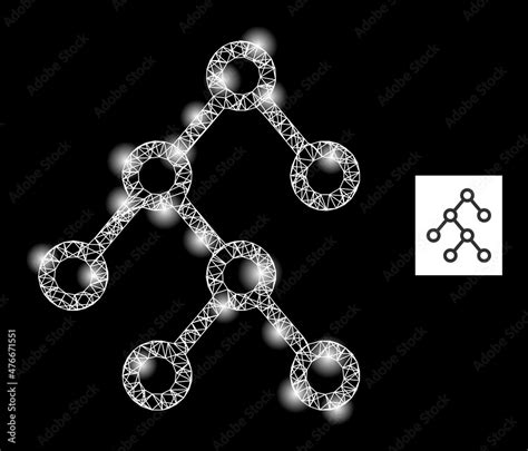 constellation net mesh binary tree icon with illuminated spots