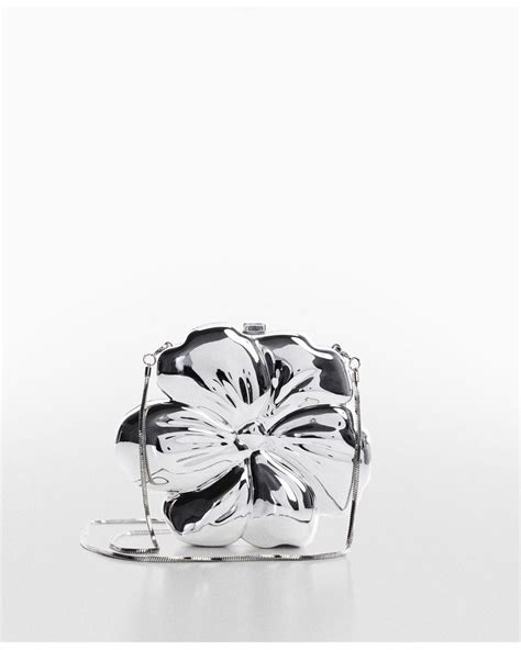 Mango Metallic Clutch Bag In White Lyst