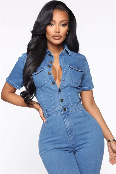 Denim Cutie Jumpsuit Medium Wash Fashion Nova