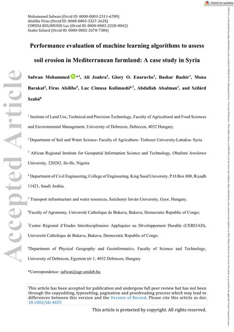 Pdf Performance Evaluation Of Machine Learning Algorithms To Assess