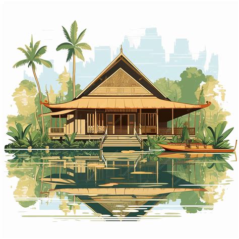 Joglo Indonesian Traditional House Vector Illustration Premium Ai