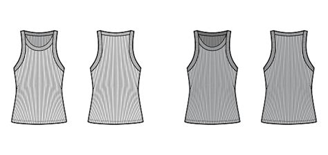 리브드 코튼 저지 탱크 테크니컬 패션 일러스트와 와이드 스쿱 넥 릴렉스 핏 니트 튜닉 길이 캐미솔 0명에 대한 스톡 벡터 아트 및 기타 이미지 Istock