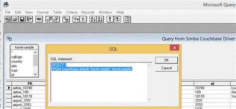 Query Couchbase Views From Excel Using Simba Odbc Driver Stack Overflow