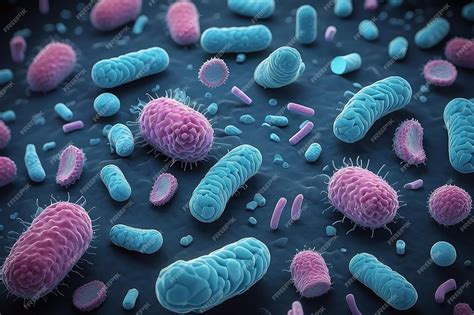 Premium Photo Blue Bifidobacterium Lactobacillus Microbiome Under