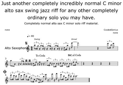 Just Another Completely Incredibly Normal C Minor Alto Sax Swing Jazz Riff For Any Other