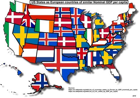 Us States As European Countries Of Nominal Gdp Per Capita 1100x750