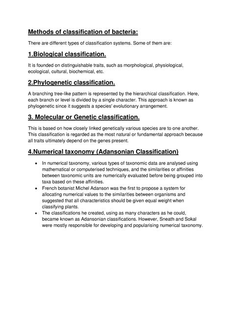 Methods Of Classification Of Bacteria Some Of Them Are Classification It Is Founded On