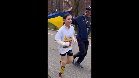 12 Year Old Ukrainian Yana Stepanenko Runs Boston Marathon On