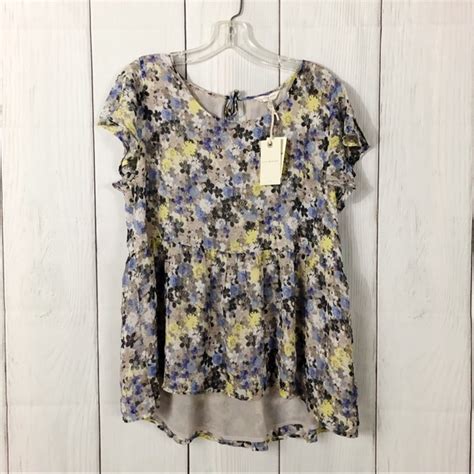 Lucky Brand Tops Lucky Brand Floral Cap Sleeve Peasant Blouse Poshmark