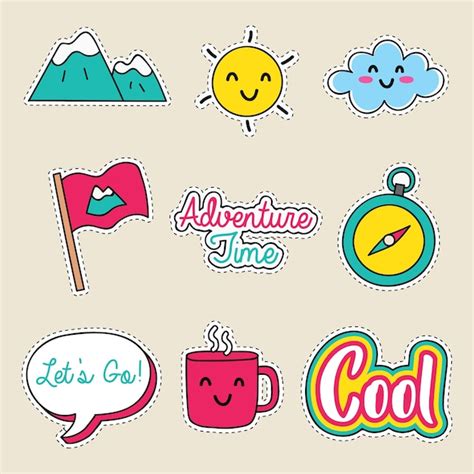 Premium Vector Cute Adventure Girly Sticker Patch Design Series
